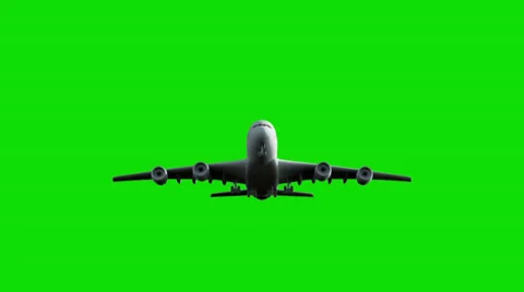 Jumbo jet take off with green screen | Stock Video | Pond5