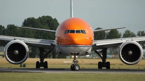 Jumbojet Passenger Airplane Turning onto... | Stock Video | Pond5