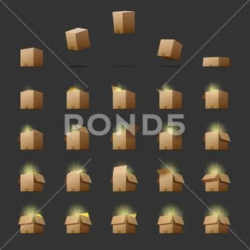 Jumping cartoon animated gift box sprite, game ui Illustration #234950568