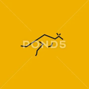Jumping kangaroo logo, Australian animal simple line art symbol, fast ...