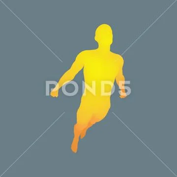Jumping Man. 3D Model of Man. Human Body. Sport Symbol. Design Element ...