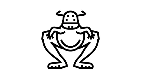 jumping monster line icon animation | Stock Video | Pond5