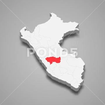 Junin department location within Peru 3d map: Graphic #273791329