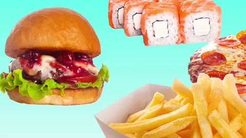 Junk food zoom in video animated pop art... | Stock Video | Pond5