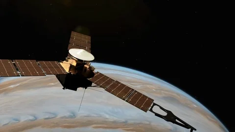Juno S Satellite In Orbit Of The Planet Stock Video Pond5