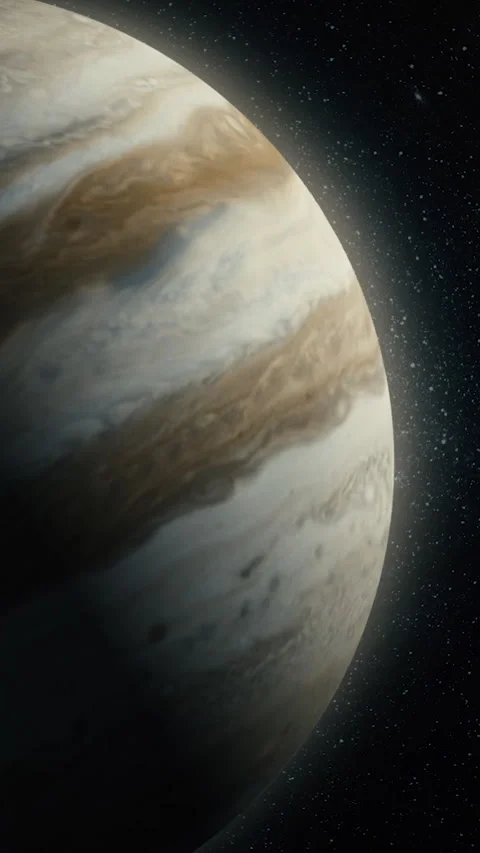 Jupiter, a brown and white planet, is a ... | Stock Video | Pond5