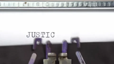 Justice word closeup being typing and ce... | Stock Video | Pond5