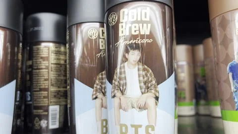 K-pop Band BTS Korean Cold Brew Coffee | Stock Video | Pond5