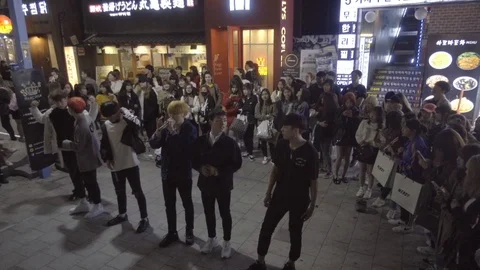 K pop street performers dancing in Seoul... | Stock Video | Pond5
