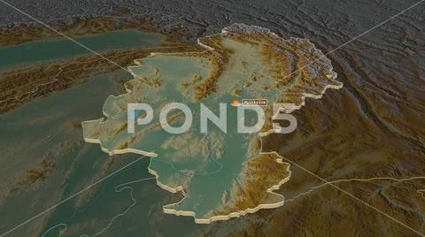 Kachin, Myanmar. Topographic relief map with surface waters: Royalty ...