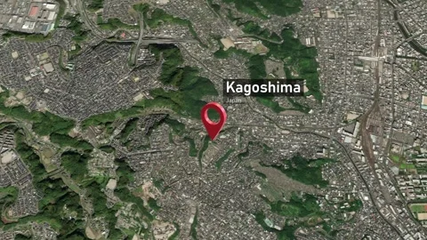 Kagoshima City Map Zoom (Japan) from Spa... | Stock Video | Pond5