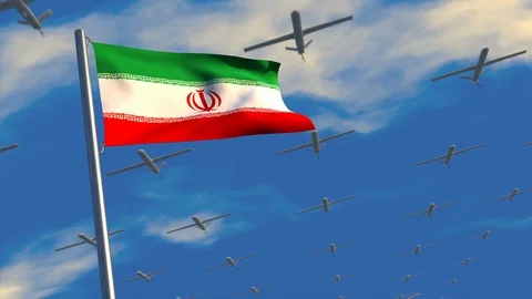Kamikaze type UAV drones in flight with ... | Stock Video | Pond5