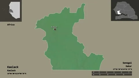 Kaolack location. Senegal. Relief map | Stock Video | Pond5