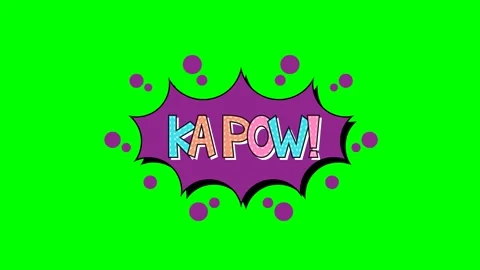 KAPOW Comic words animation green screen | Stock Video | Pond5