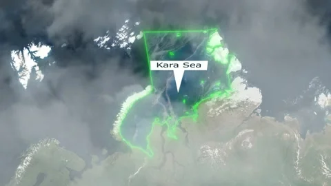 Kara Sea Map - Clouds Effect | Stock Video | Pond5