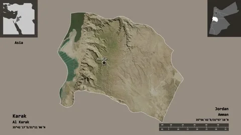 Karak location. Jordan. Satellite map | Stock Video | Pond5