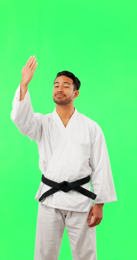 Karate, face and man with hand gesture o... | Stock Video | Pond5
