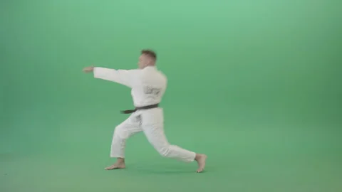 Karate man fighting with shadow on side ... | Stock Video | Pond5