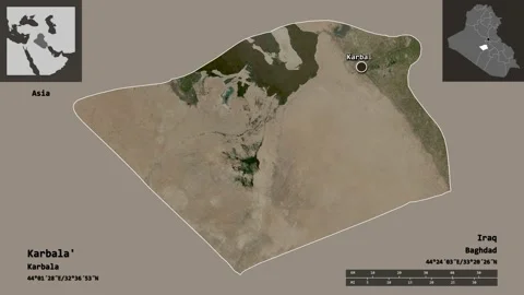 Karbala' location. Iraq. Satellite map | Stock Video | Pond5