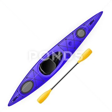 Kayak and paddle - modern rafting canoe top and side view Illustration ...