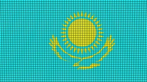 Kazakhstan Flag animated in pixel grid s... | Stock Video | Pond5