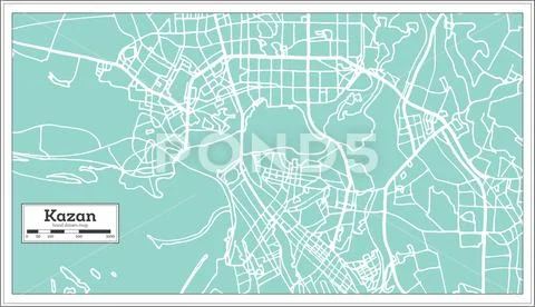 Kazan Russia City Map in Retro Style. Outline Map. Illustration #85653872