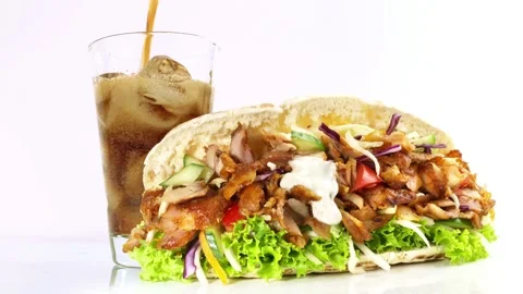 Kebab Sandwich Isolated Stock Video Footage | Royalty Free Kebab ...