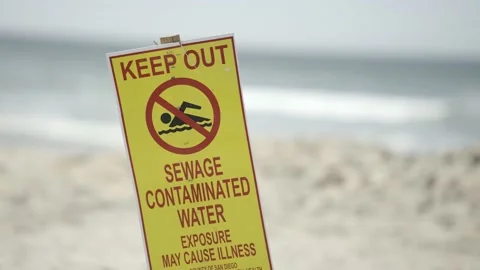 Keep Out Sewage Contaminated Water Bewar... | Stock Video | Pond5