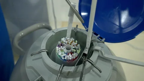 Keeping the embryo samples inside the cr... | Stock Video | Pond5