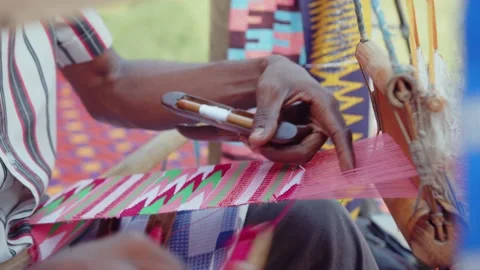 Kente (cloth) weaving process, hand deta... | Stock Video | Pond5