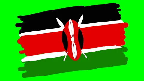 Kenya drawing flag on green background | Stock Video | Pond5