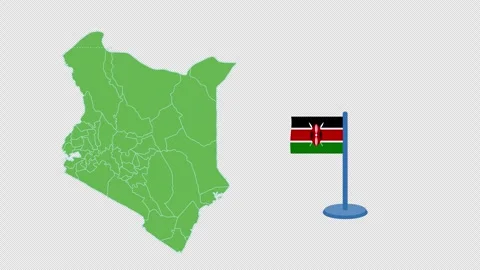 Kenya Flag and Map Shape Animation | Stock Video | Pond5