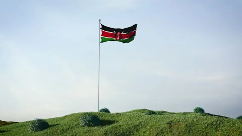 Kenya, kenyan flag waving in the wind on... | Stock Video | Pond5