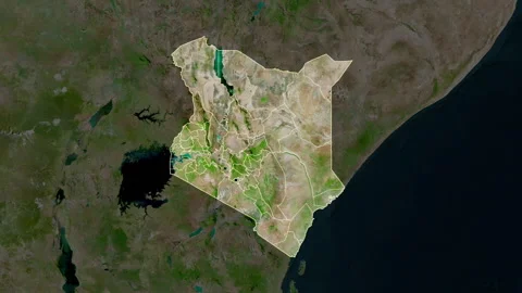 Kenya map - drive. Regions. Satellite. | Stock Video | Pond5