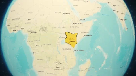 Kenya Map On Earth Globe - Flat Style | Stock Video | Pond5