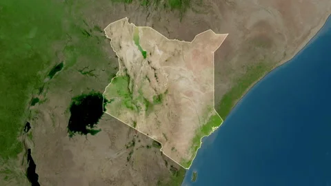 Kenya map - zoom. Regions. Satellite. | Stock Video | Pond5