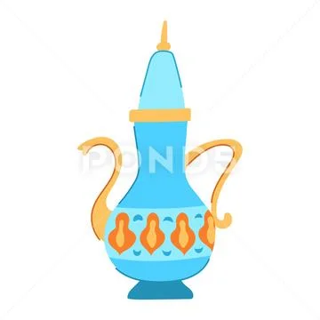 Kettle arabic tea pot cartoon vector illustration: Graphic #274722137