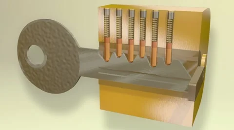 Key Lock Mechanism Block 3D Animation | Stock Video | Pond5