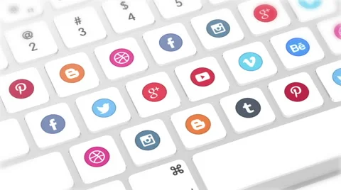 Keyboard buttons being pressed with soci... | Stock Video | Pond5