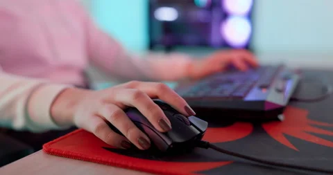 Keyboard, mouse and gamer hands for vide... | Stock Video | Pond5