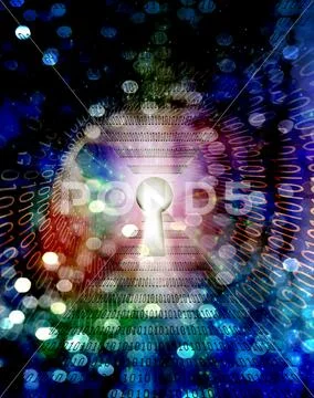 Keyhole and binary code on a background: Graphic #142032277