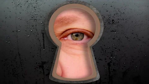 keyhole hole with Human eye, mature man ... | Stock Video | Pond5