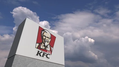 KFC logo against sky background, editori... | Stock Video | Pond5
