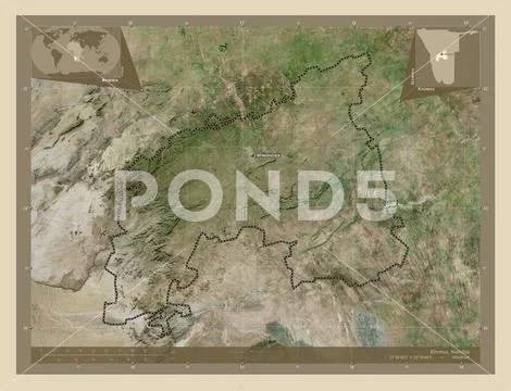 Khomas, Namibia. High-res satellite. Labelled points of cities ...