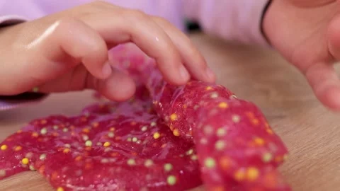 Kid playing with slime, child developmen... | Stock Video | Pond5