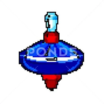 Kid spinning top toy game pixel art vector illustration ~ Clip Art ...