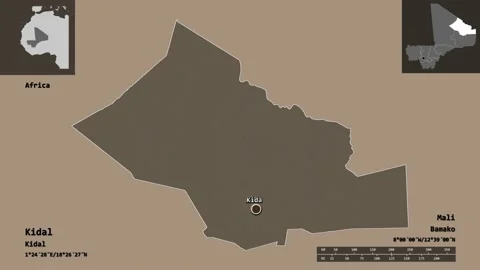 Kidal location. Mali. Administrative map | Stock Video | Pond5