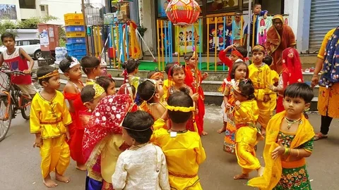Kids Breaking Dahi Handi During Janamash... | Stock Video | Pond5