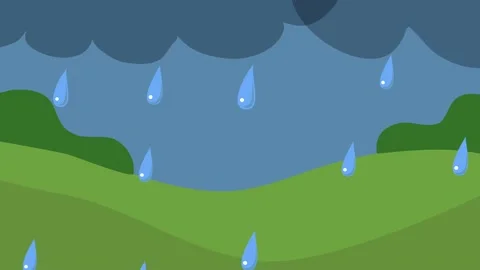 Kids cartoon animation of a rainy day or... | Stock Video | Pond5