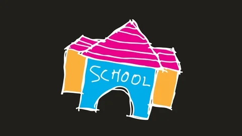 kids drawing black screen with theme of ... | Stock Video | Pond5